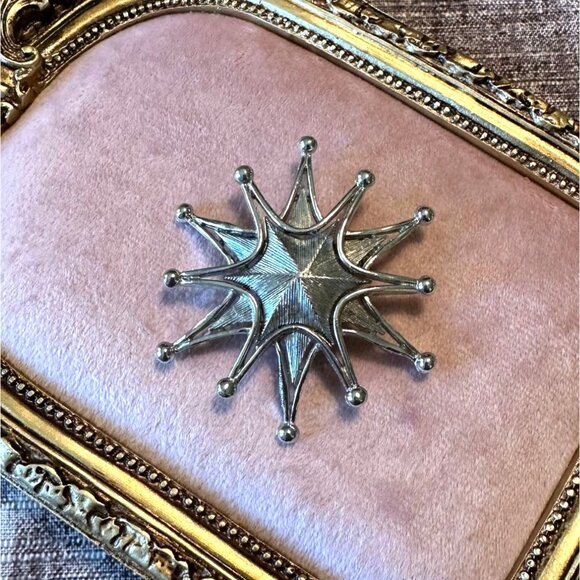 Vintage | Jewelry | Vintage Silver 2 Point Star Starburst Brooch Pin ...